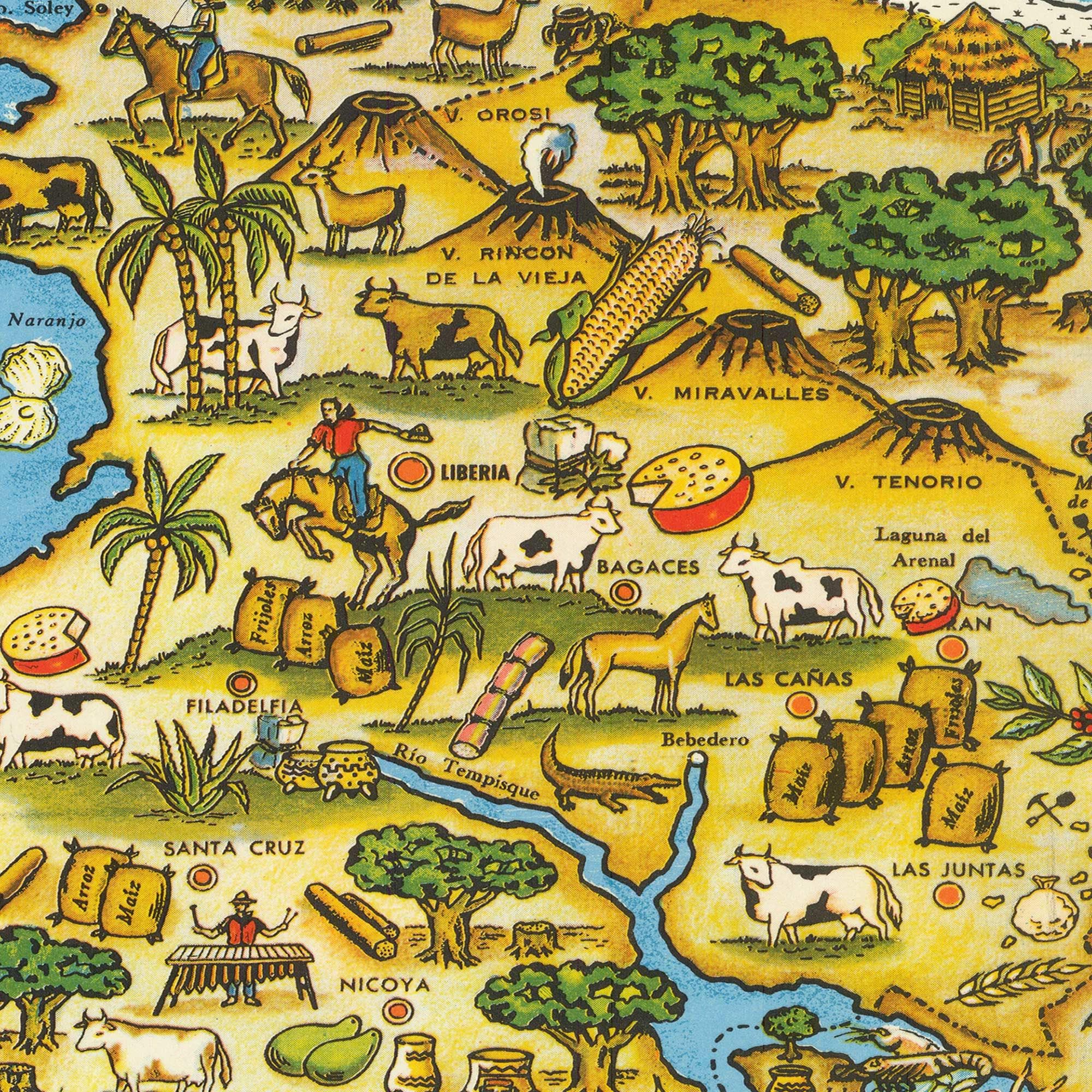 Gastronomic Map of Costa Rica | Historical Spanish Gourmet Food Culture ...