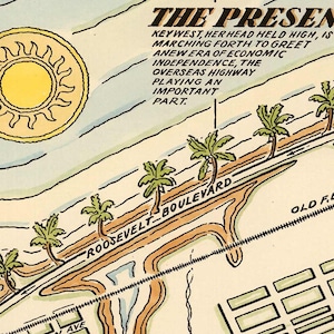 Cayo Hueso Map of Key West Florida C. 1940 | Nautical Art Print Poster ...