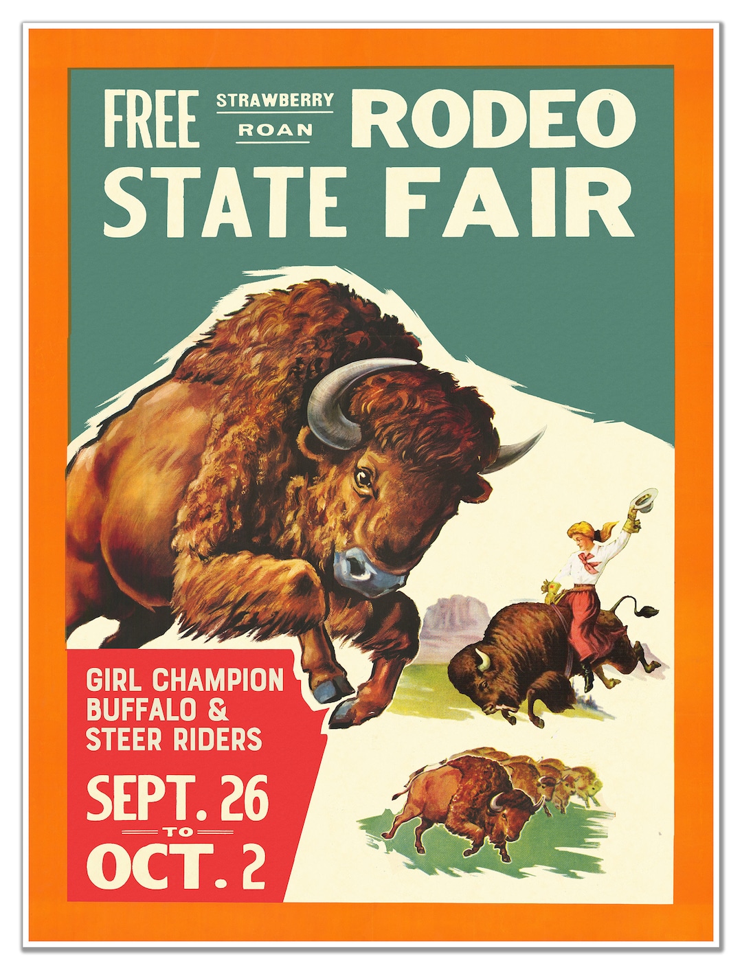 Free Strawberry Roan | State Fair Rodeo Advertisement | Girl Champion ...