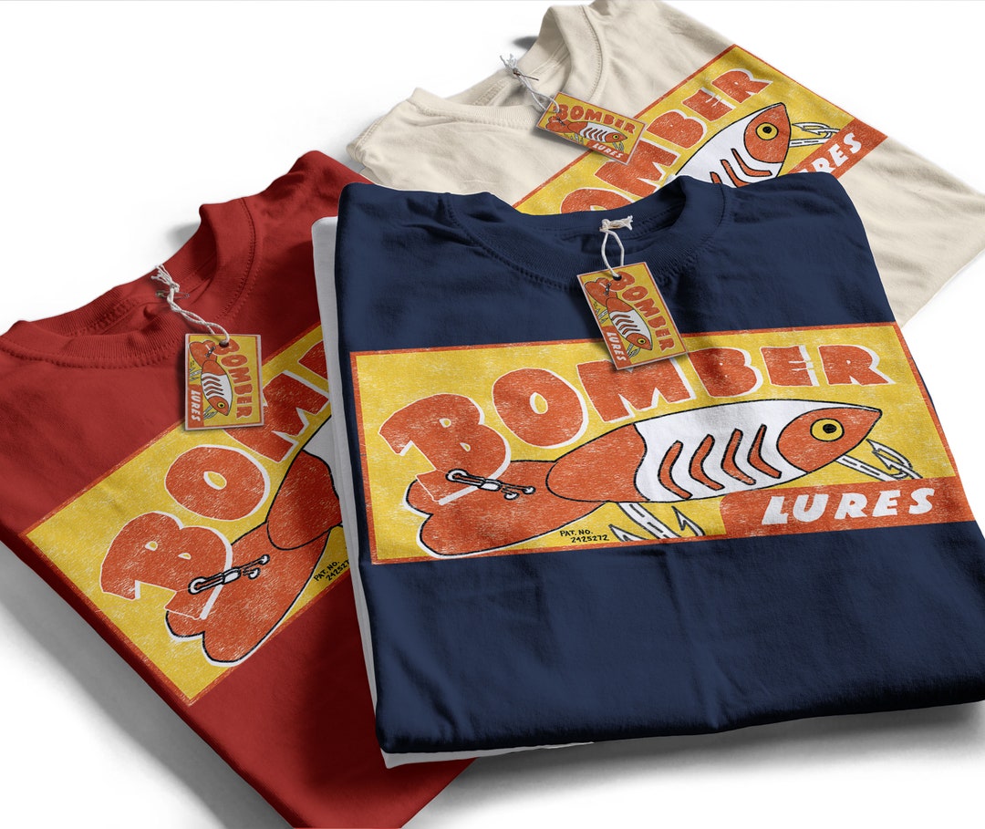 Bomber Lures Vintage Fishing Tackle T-shirt Fishing Baits Shirt for ...