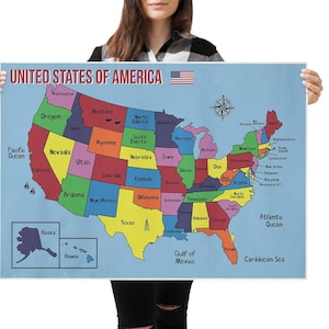 United States Printable Color Map | Educational Kids Classroom ...