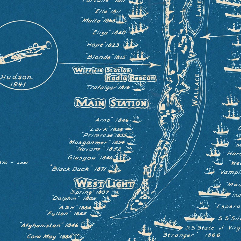 Sable Island Nova Scotia Shipwreck Chart | Maritime Vintage Map Reprint ...