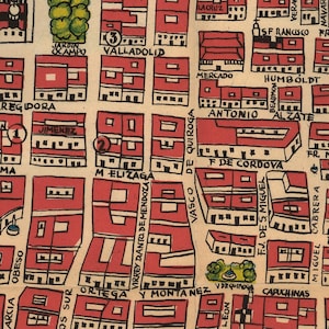 Morelia Michoacán Illustrated Mexico Map by Justino Fernandez Circa ...