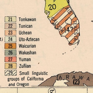 Map of Native American Indian Tribes & Linguistic Stocks C 1650 ...