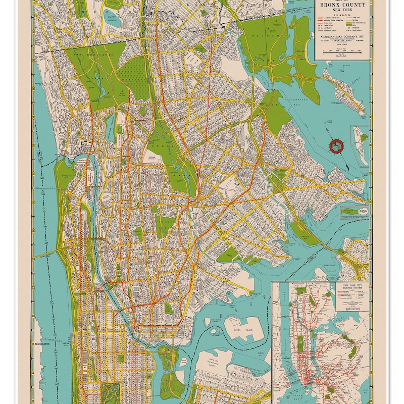 Bronx Map - Etsy