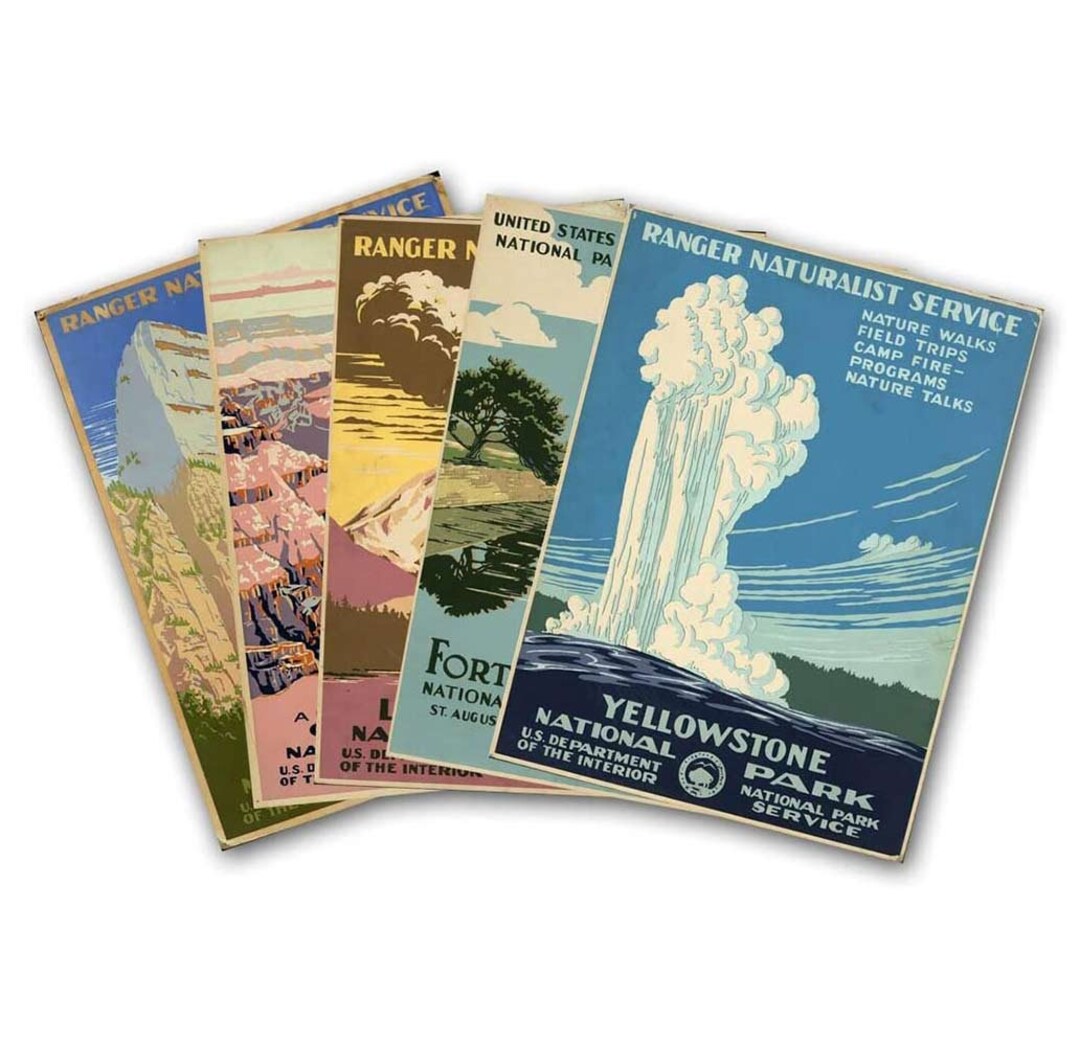 Set of Five Ranger Naturalist Service US National Park Travel Print ...