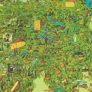 Swiss Cheese Map of Switzerland | Art Print Poster Vintage Wall Decor ...