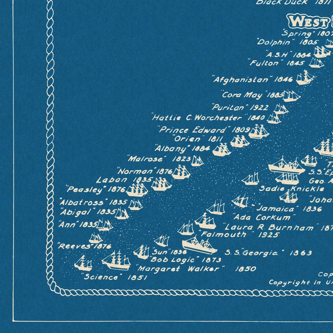 Sable Island Nova Scotia Shipwreck Chart | Maritime Vintage Map Reprint ...