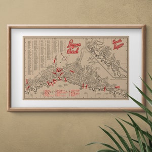 Map of Laguna Beach California Circa 1950 (includes Inset Map of South ...