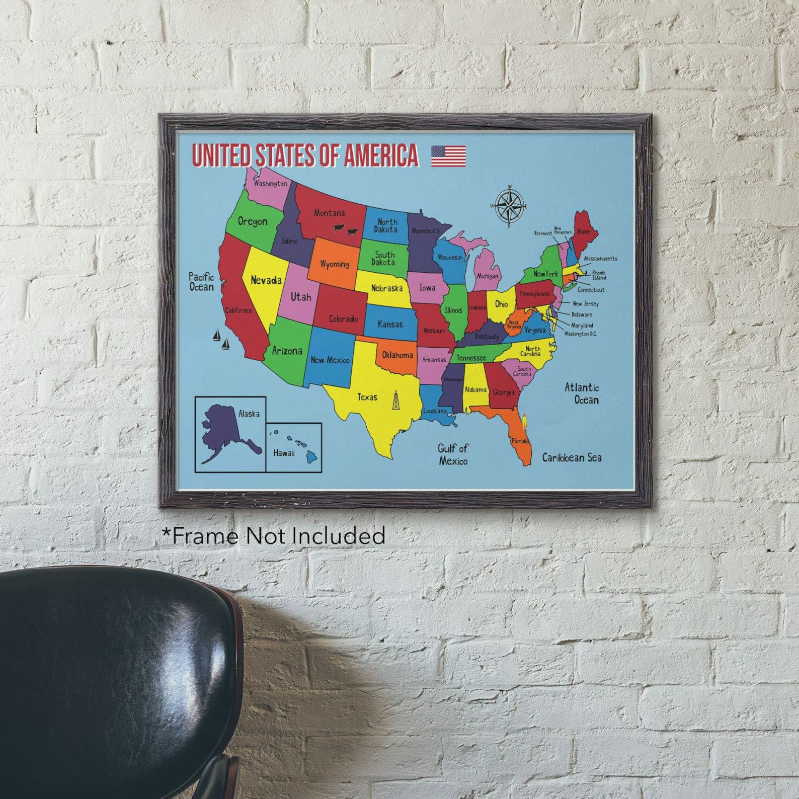 United States Printable Color Map | Educational Kids Classroom ...