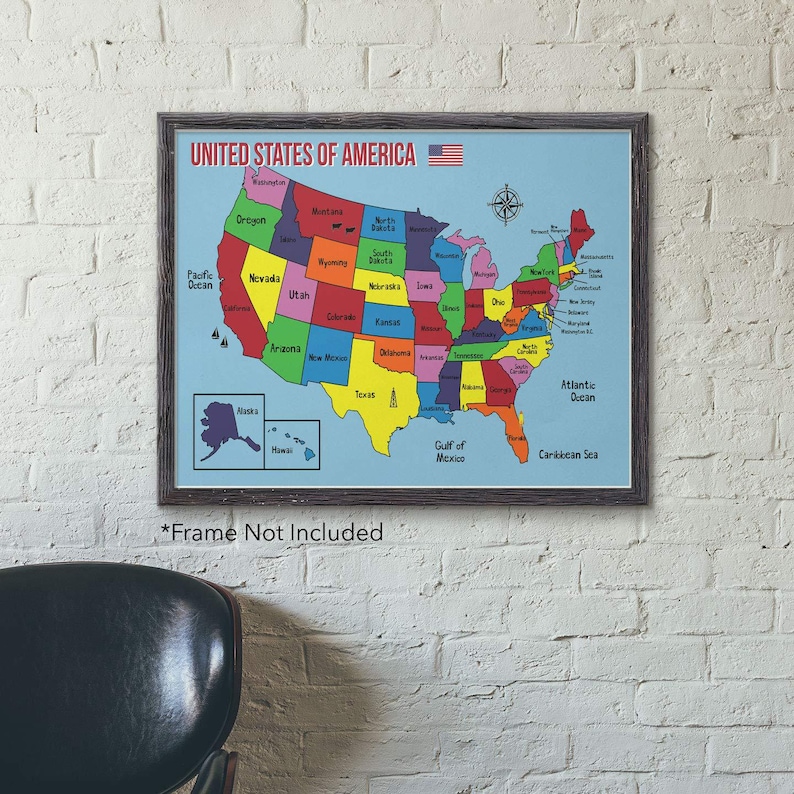 United States Printable Color Map | Educational Kids Classroom ...