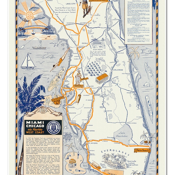 Old Florida Map - Etsy