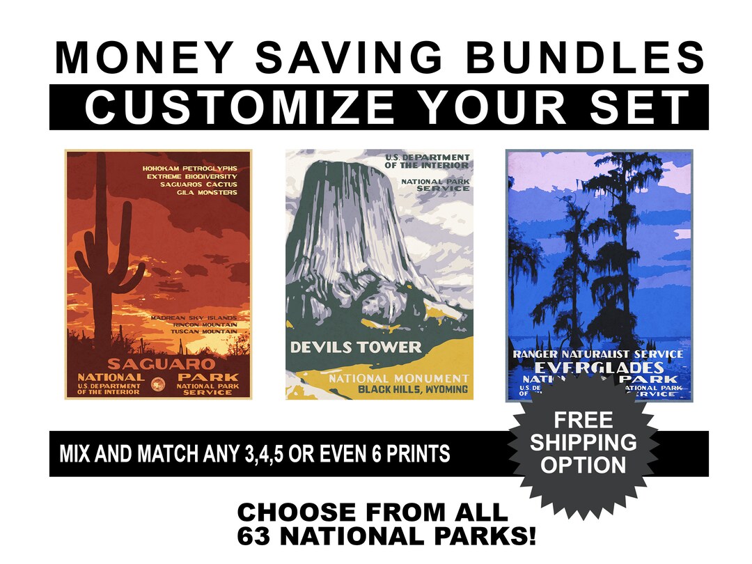 3 Poster Bundle | Any 3 National Park Posters From All 63 Parks ...
