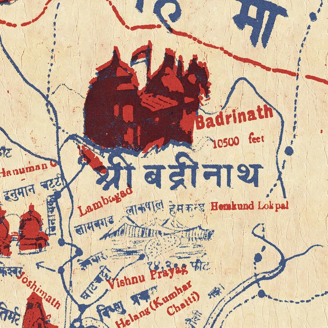 Pictorial Wall Map Badri Kedar for Uttarakhand India | Etsy