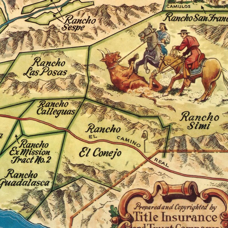 Old Spanish and Mexican Ranchos Map of Ventura County, California by ...