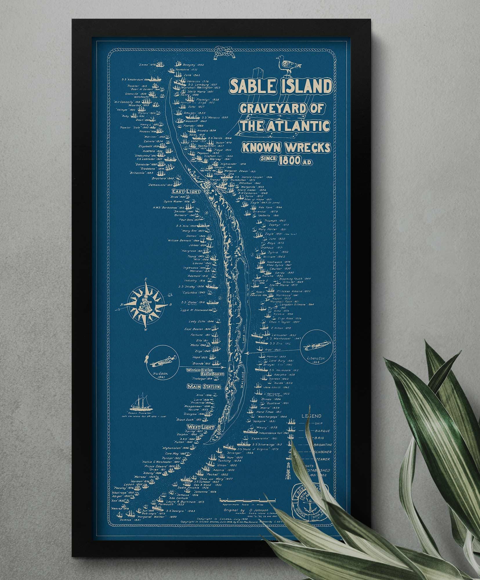 Sable Island Nova Scotia Shipwreck Chart | Maritime Vintage Map Reprint ...
