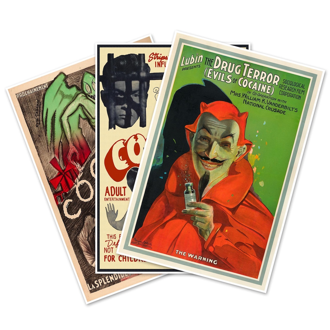 Set of 3 Dangers of Cocaine Vintage Drug Poster Prints C. 1930's - the ...