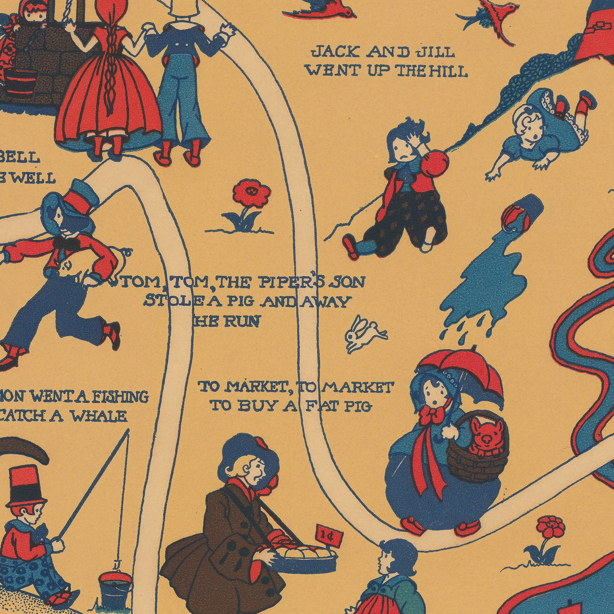 Mother Goose Land Map of Nursery Rhymes Circa 1933 | Art Print Poster ...