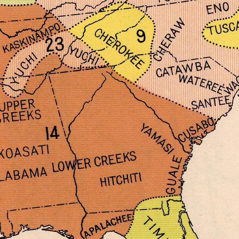Map of Native American Indian Tribes & Linguistic Stocks C 1650 ...