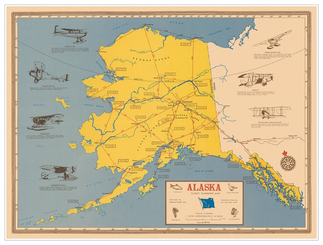 Alaska Flight Planning Map Circa 1969 | Aviation Art Print | Vintage ...