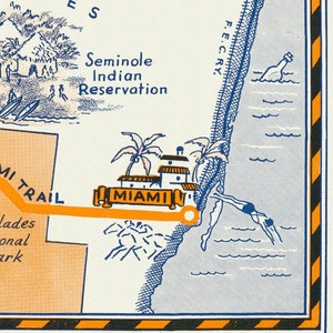 Map of Florida by Tamiami Trail Tours C. 1937 | Fascinating Snapshot of ...