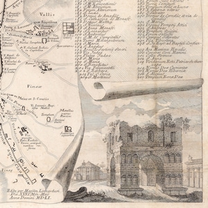 Rustic Map of Ancient Rome Italy by Giovanni Battista Nolli Circa 1748 ...