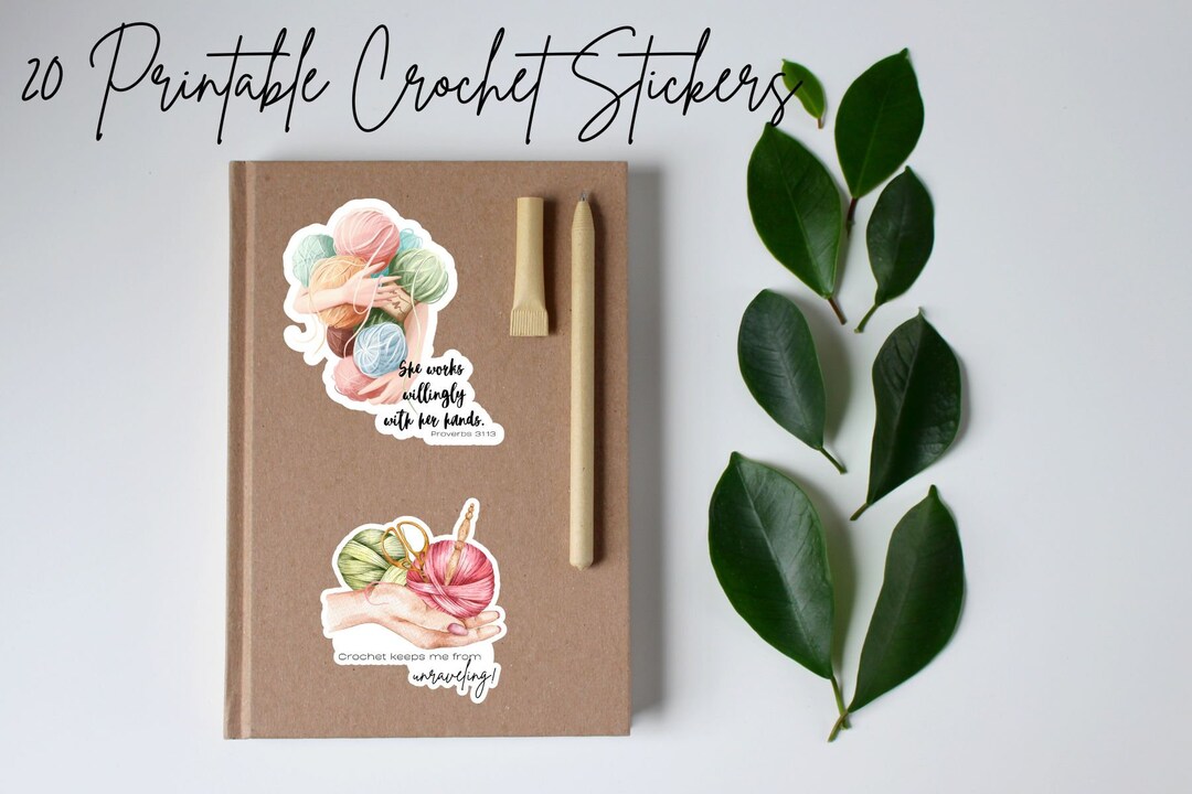 PRINTABLE Crochet Stickers; PNG File; Print Then Cut Crochet Stickers ...