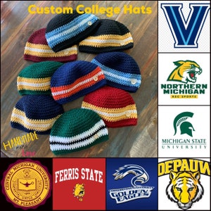Custom College Crochet Spirit Beanies; Crochet Hat; Handmade Crochet ...