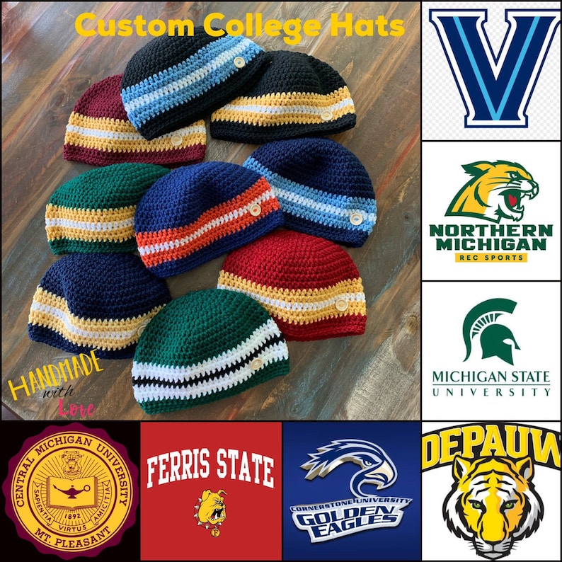 Custom College Crochet Spirit Beanies Crochet Hat Handmade Crochet ...