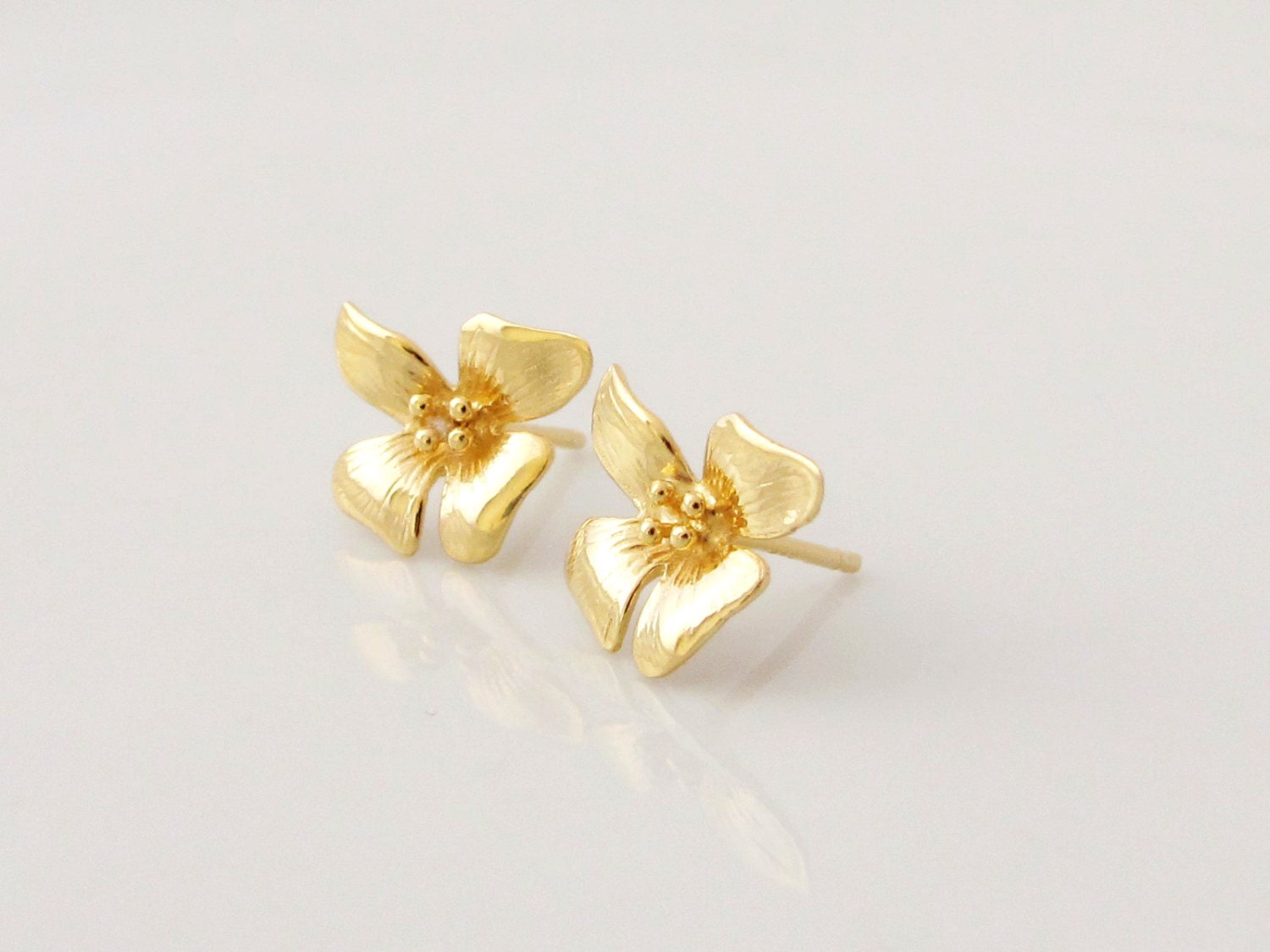Gold Flower Stud Earrings Flower Earrings Gold Stud | Etsy