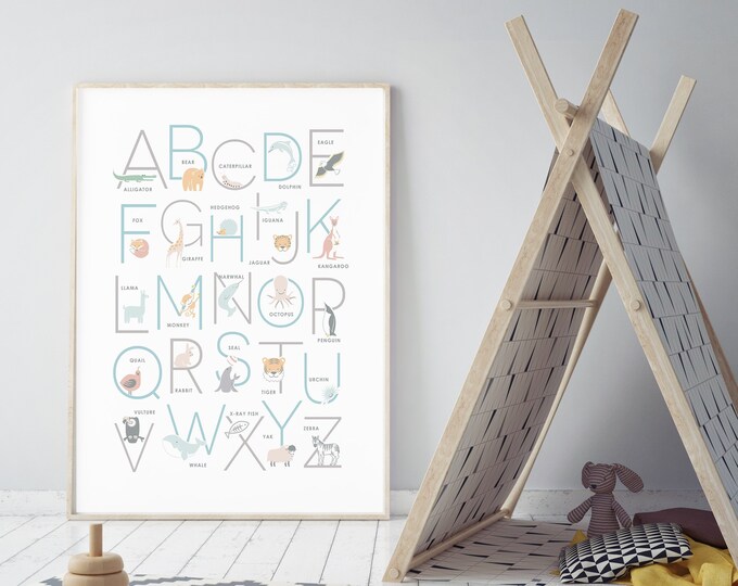 Woodland Alphabet Poster Woodland Nursery Decor Educational Posters ...