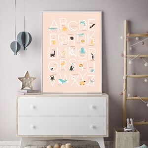 Animal Alphabet Poster Wall Art | Woodland Nursery Decor Educational ...