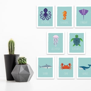 Ocean Animals Mini Prints, Sea Animal Decor, Ocean Animal Decor ...