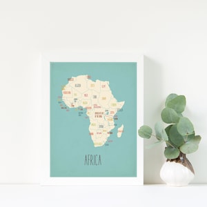 Africa Map for Kids - Children Travel Decor - Adventure Nursery ...
