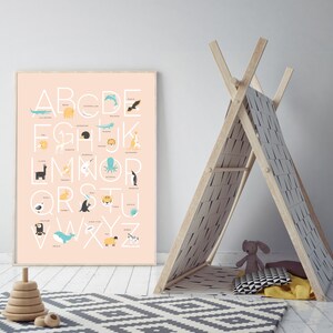 Animal Alphabet Poster Wall Art | Woodland Nursery Decor Educational ...