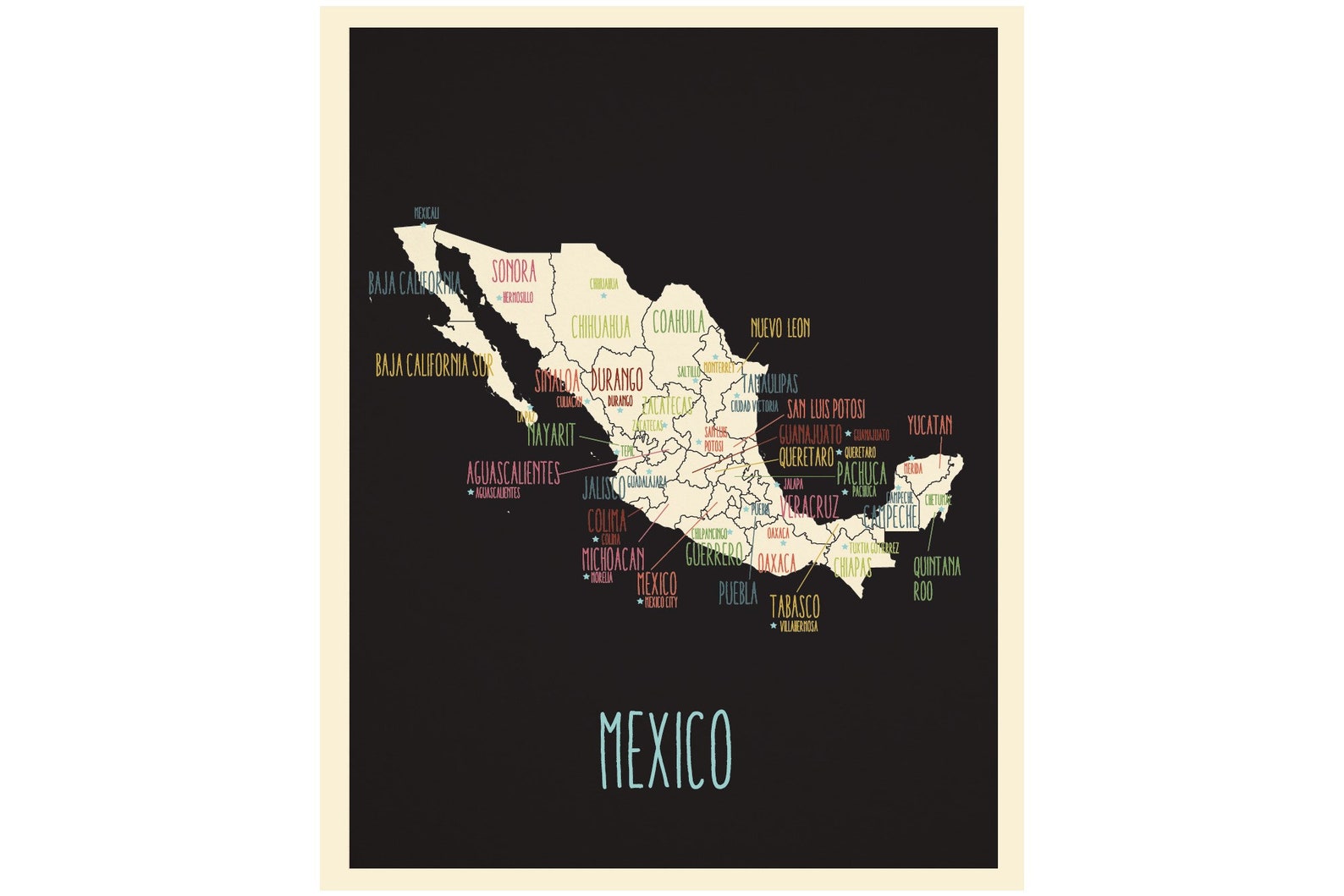 Mexico Map for Kids Children Travel Decor Adventure - Etsy