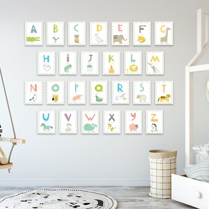 Animal Alphabet Wall Cards Alphabet Nursery Decor Nature - Etsy