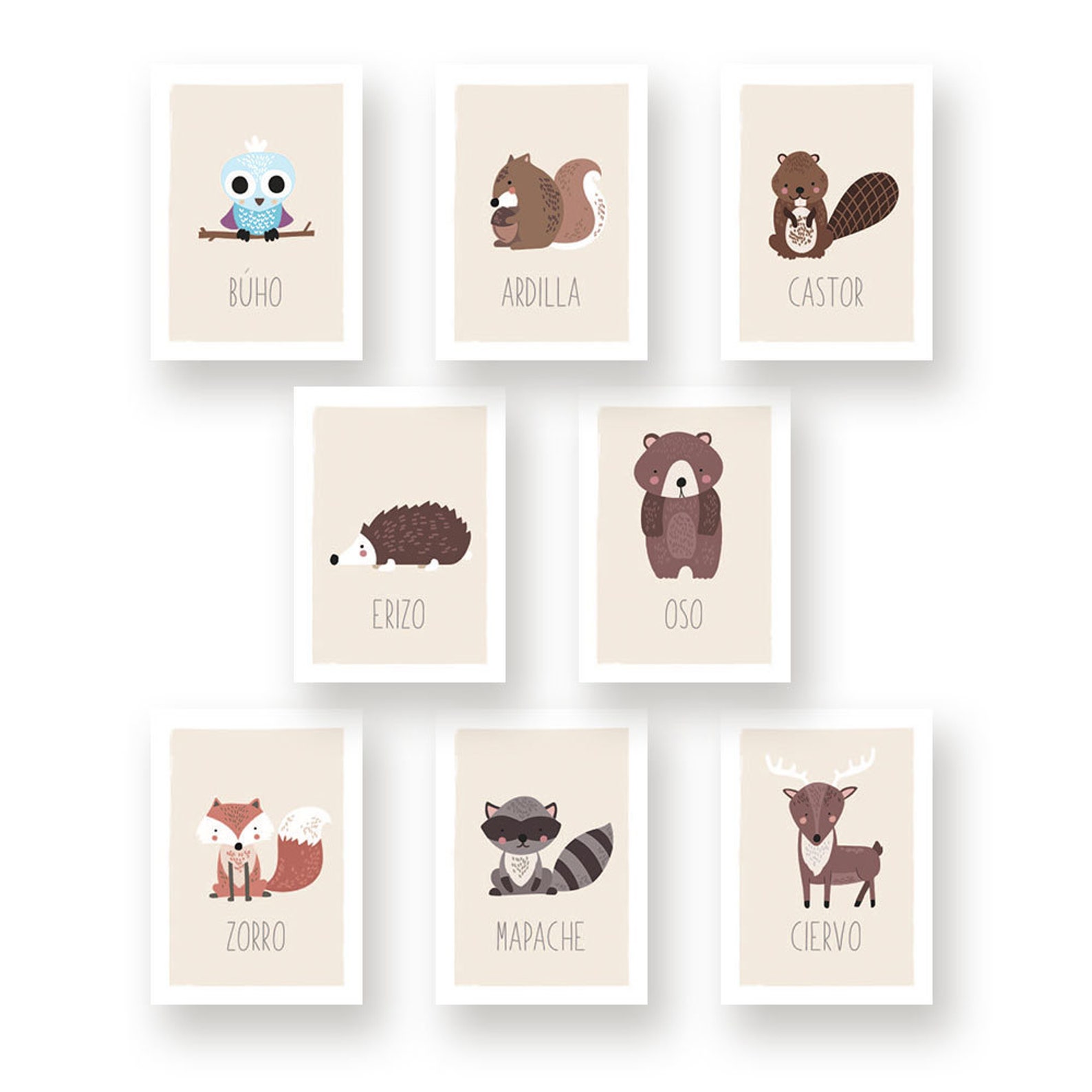 Forest Animal Nursery Prints in SPANISH Woodland Animal | Etsy