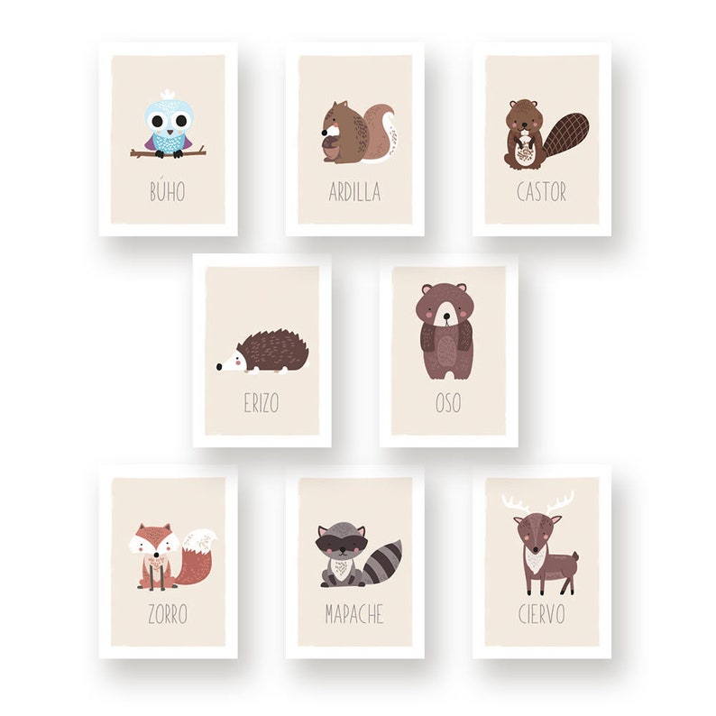 Forest Animal Nursery Prints in SPANISH Woodland Animal | Etsy