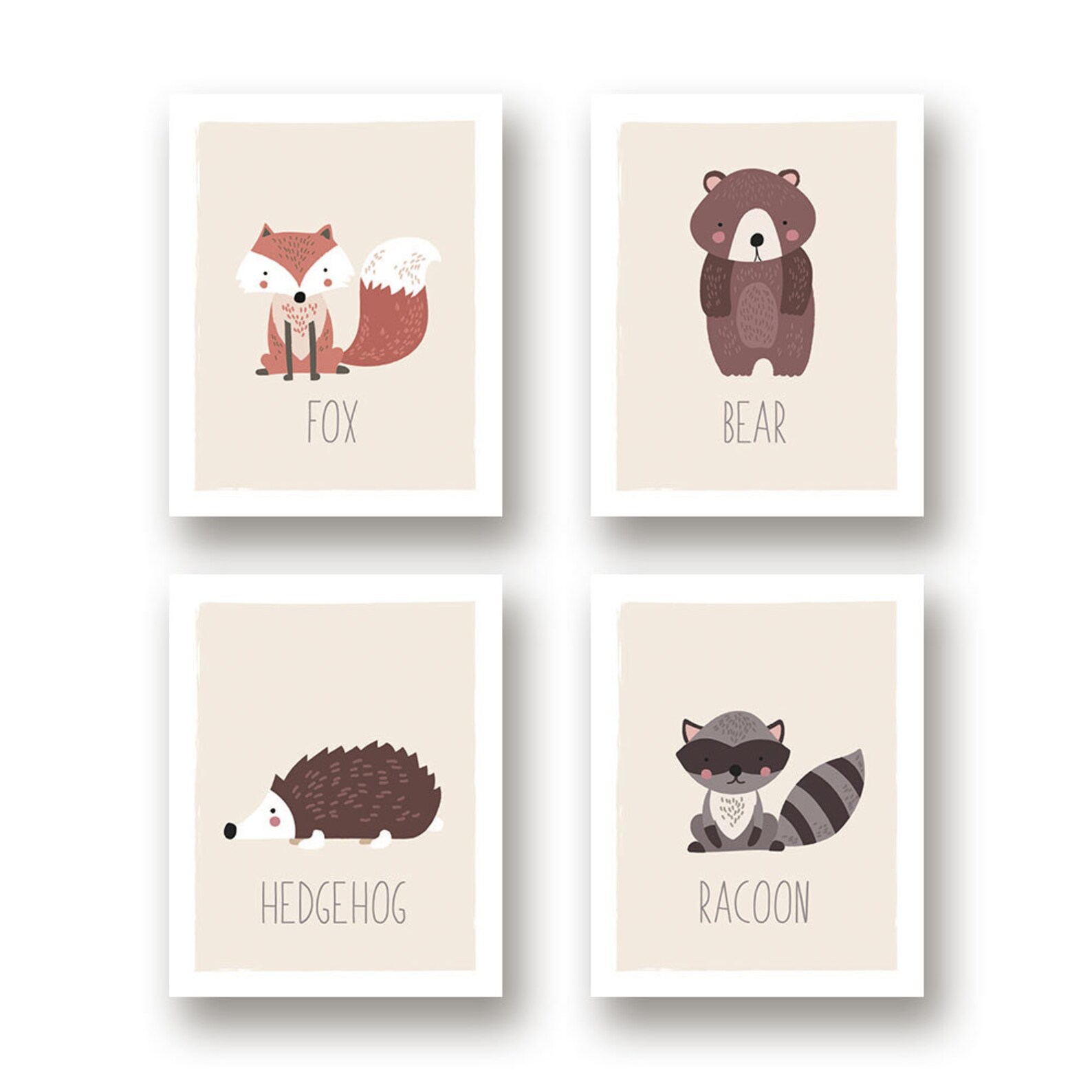 Woodland Forest Animals Nursery Decor Set of Four - Etsy