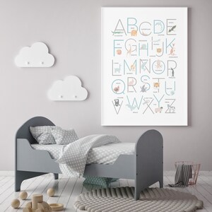 Animal Alphabet Poster Wall Art | Woodland Nursery Decor Educational ...