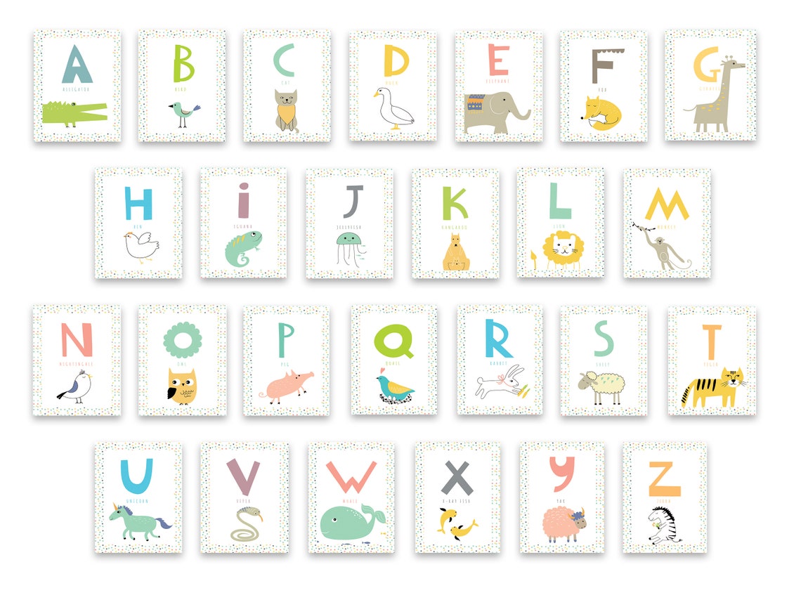 Animal Alphabet Wall Cards Alphabet Nursery Decor Nature - Etsy