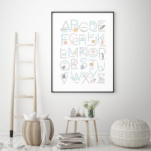 Animal Alphabet Poster Wall Art | Woodland Nursery Decor Educational ...