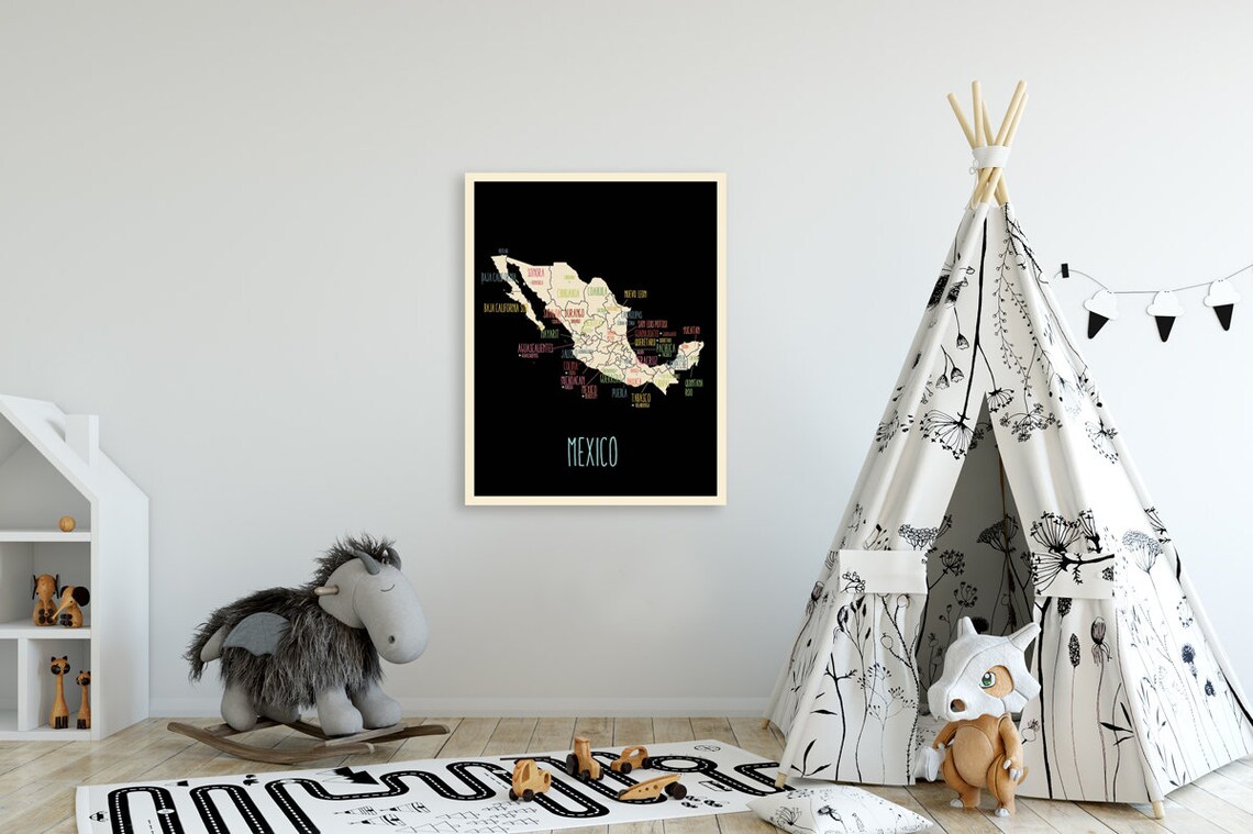Mexico Map for Kids Children Travel Decor Adventure - Etsy