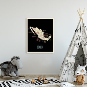 Mexico Map for Kids - Children Travel Decor - Adventure Nursery ...