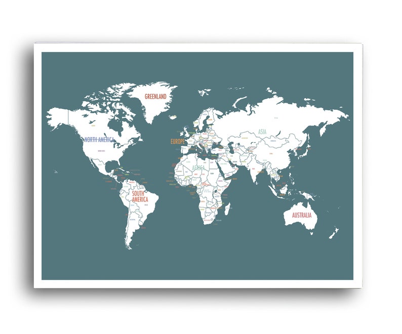 Children's World Map Maps for Kids 6 Color Choices Educational Maps ...