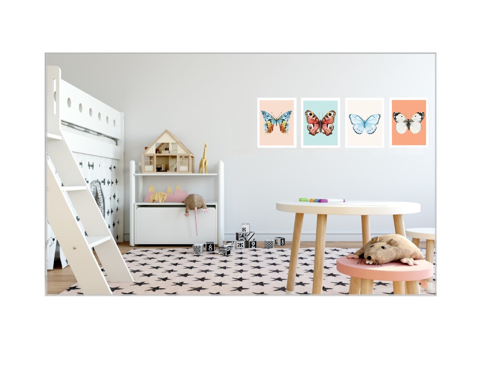 Boho Butterfly Nursery Decor- Set of 4 11x14"- Butterfly Prints ...
