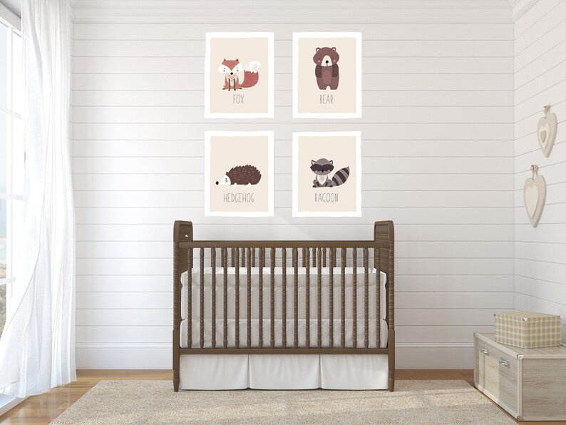 Woodland Forest Animals Nursery Decor Set of Four - Etsy