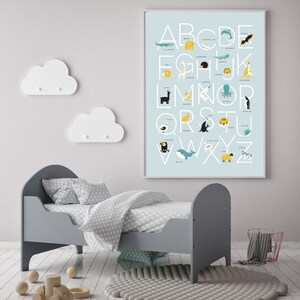Animal Alphabet Poster Wall Art | Woodland Nursery Decor Educational ...