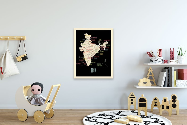 India Map for Kids Children Travel Decor Adventure Nursery - Etsy